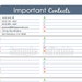 Important Contacts Printable PDF Fillable Organizing - Etsy Canada