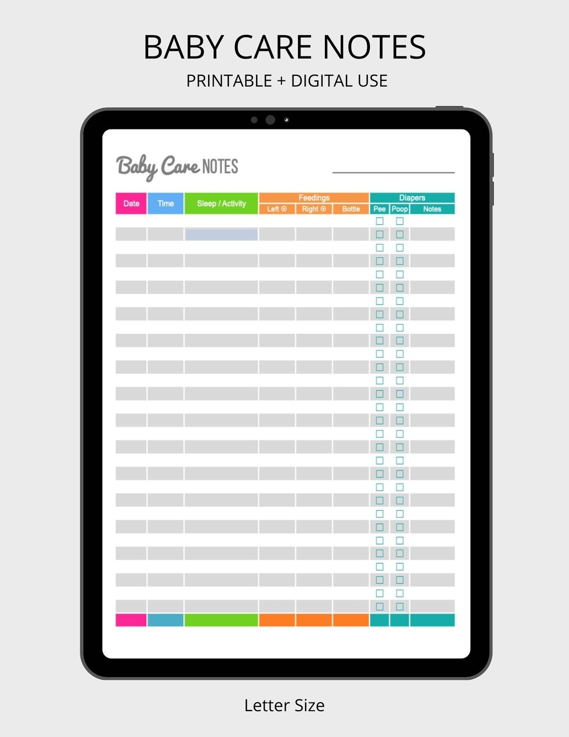 Baby Care Notes - Fillable - Breastfeeding Tracker, Diaper Tracker ...