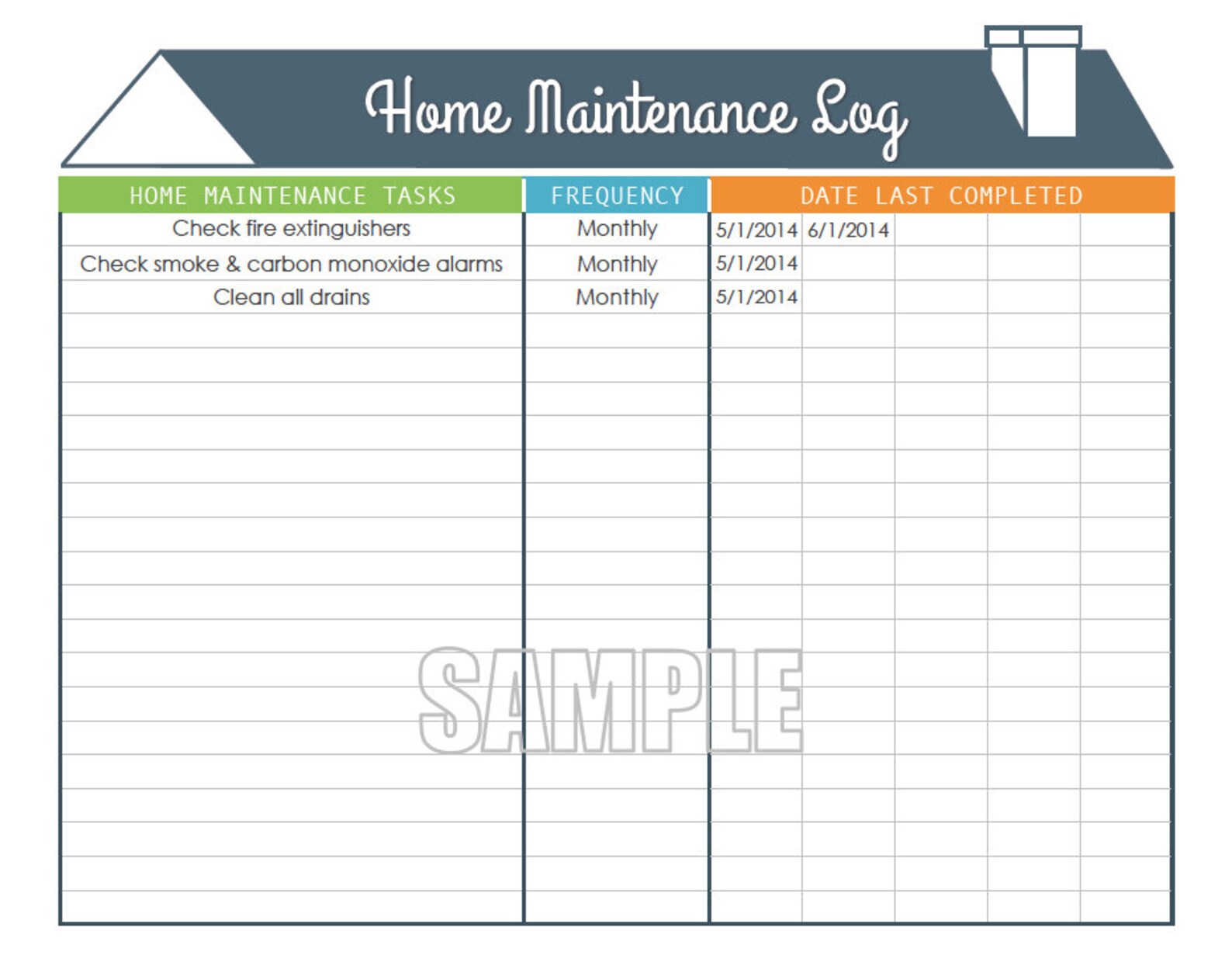 Home Maintenance Log Printable and Fillable Organizing PDF | Etsy
