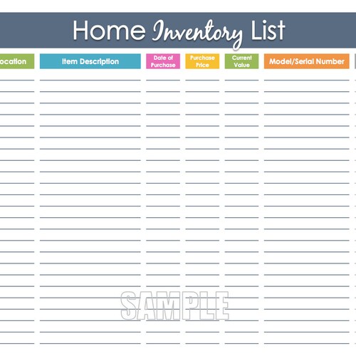 Home Inventory Organizing Printable Fillable Household - Etsy