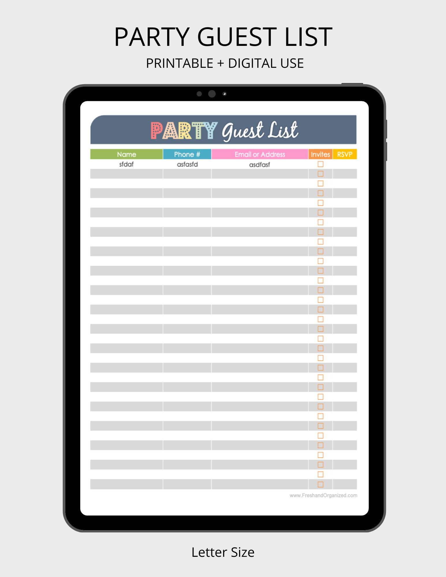 Party Planner and Party Guest List Set - Fillable, Organizing ...