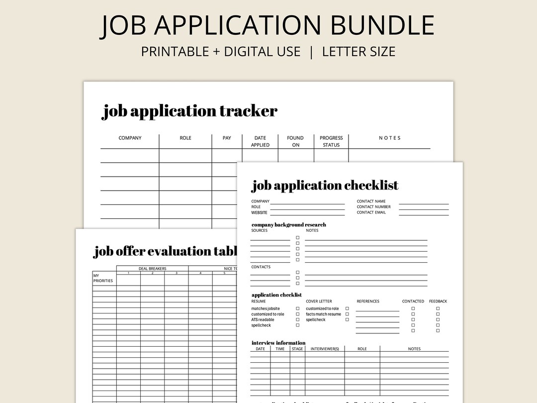 Job Application Bundle - Job Tracking, Job Application Checklist, Job ... Job Application Bundle - Job Tracking, Job Application Checklist, Job ...