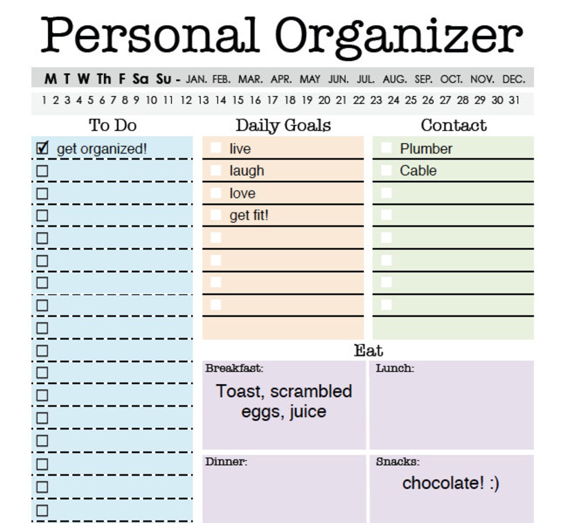 Mini Personal Organizer Half Letter Size Fillable Daily - Etsy