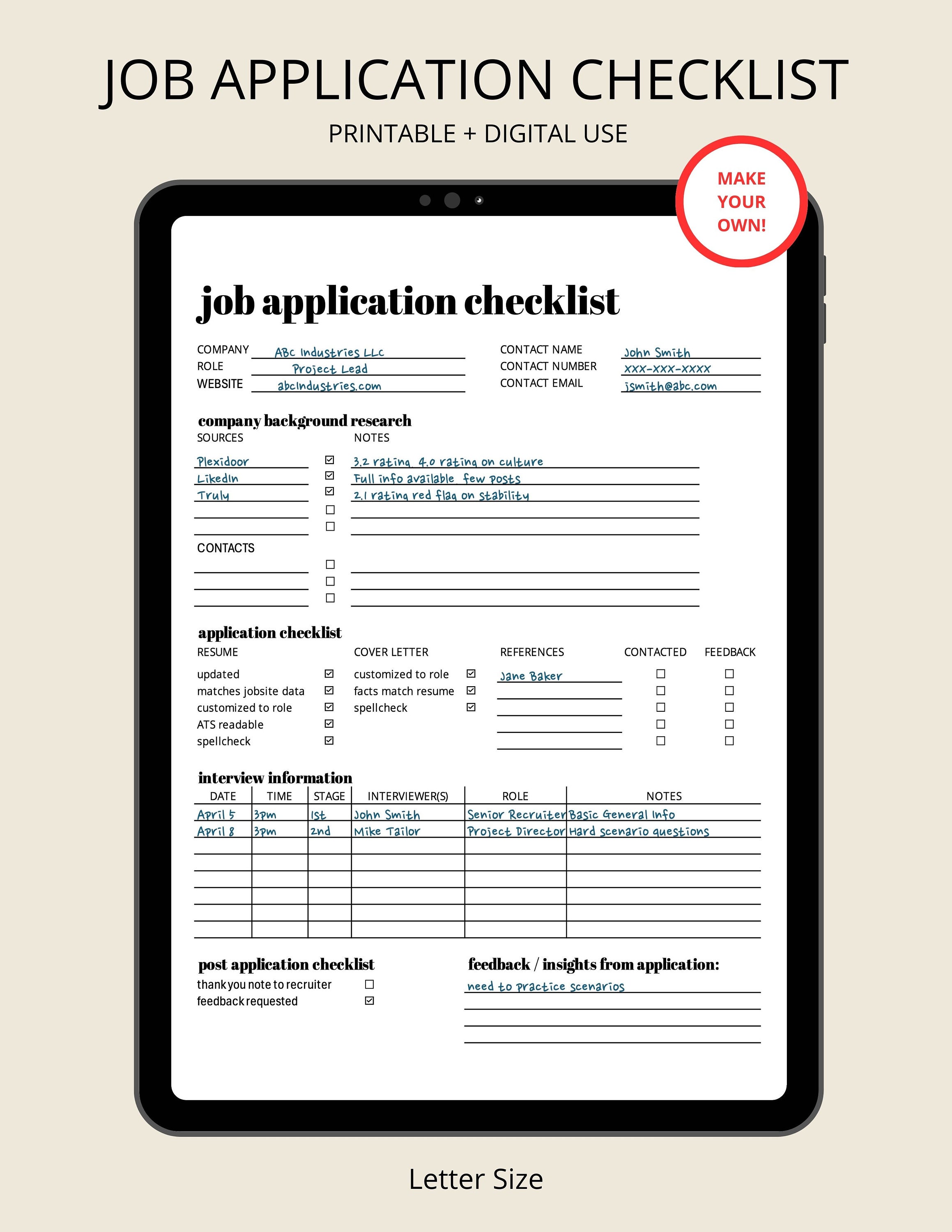 Job Application Bundle Job Tracking, Job Application Checklist, Job ...