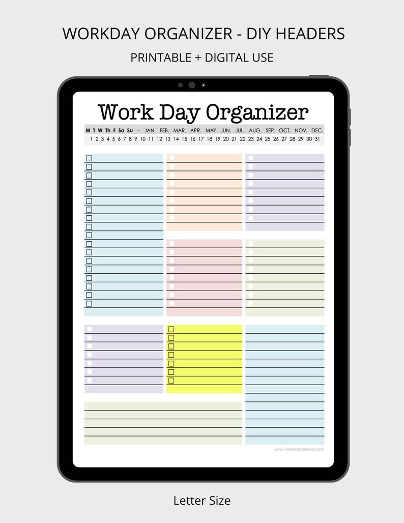 Blank Work Day Organizer - Diy Planner Page, Work Planner, Printable ...