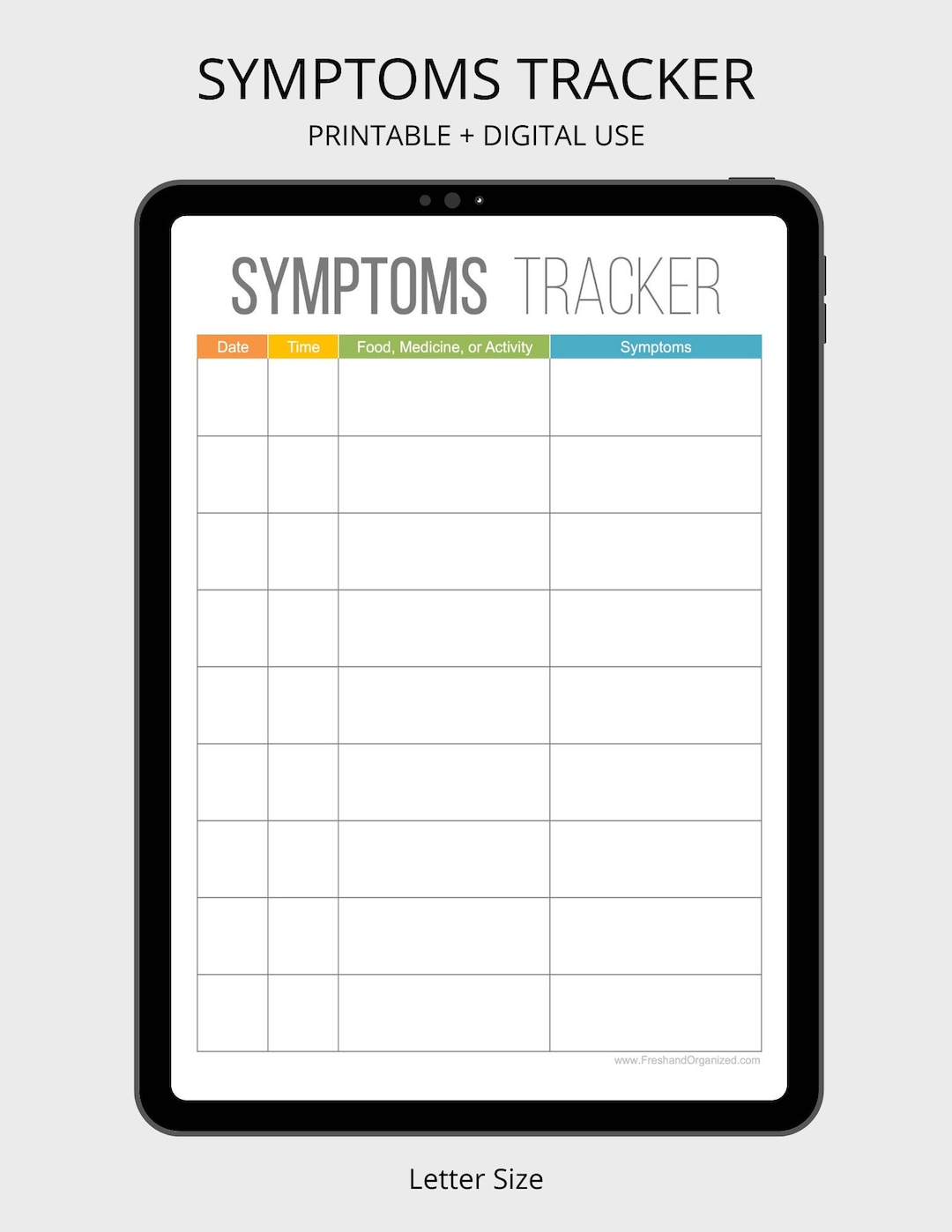 Symptoms Tracker - Printable for Health and Medical, Symptom Log, Keep ...