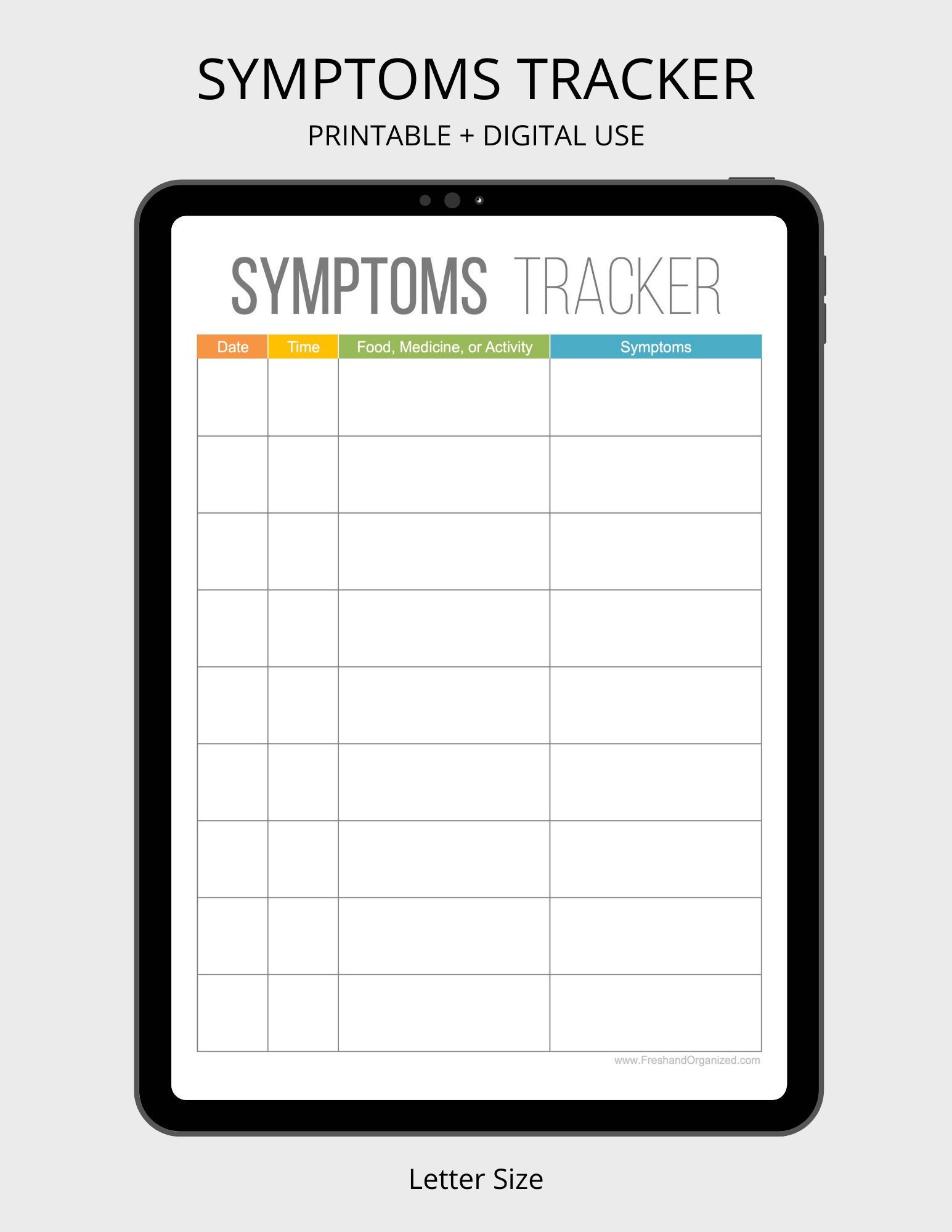 Symptoms Tracker - Printable for Health and Medical, Symptom Log, Keep ...