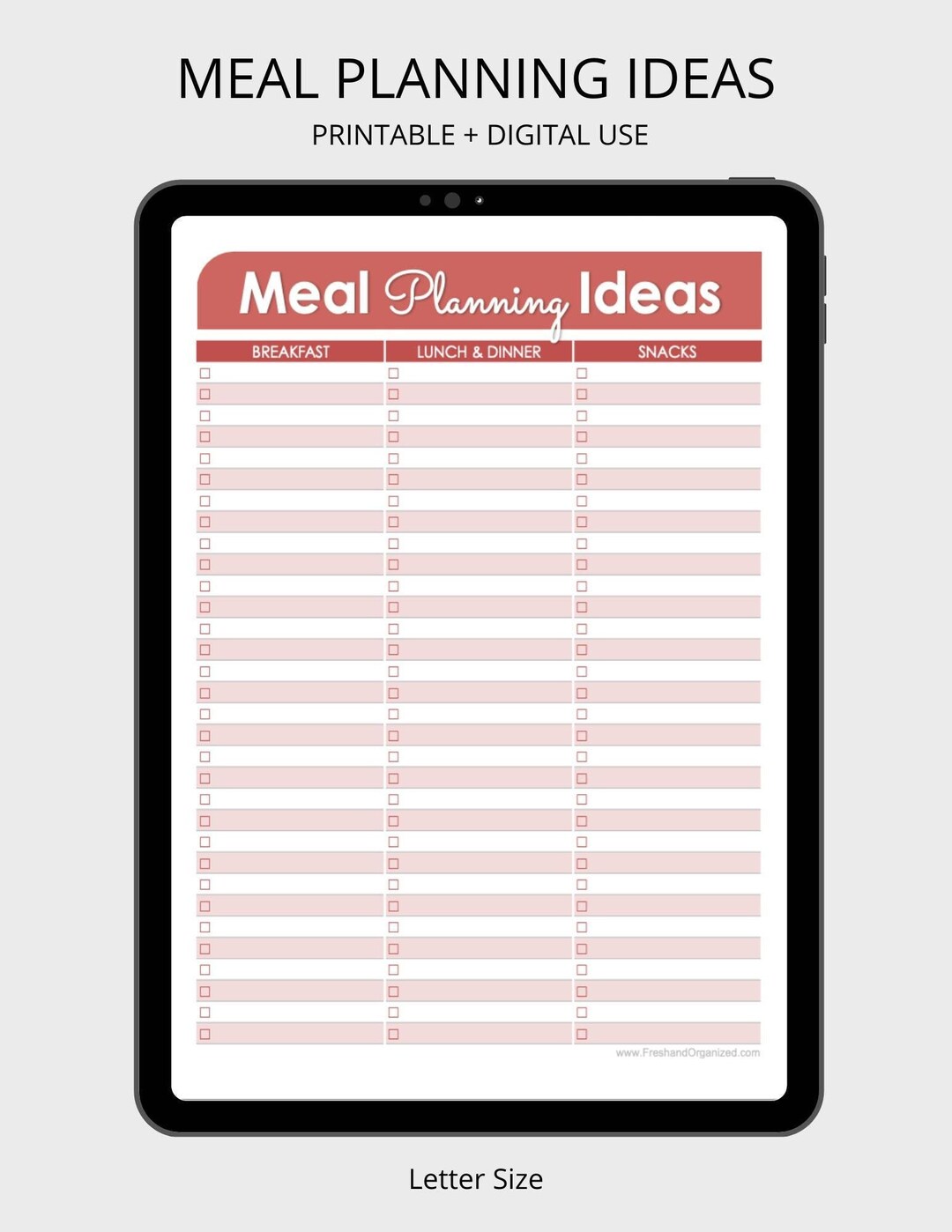 Meal Planning Ideas Printable - Kitchen Organizing Printables, Fillable ...