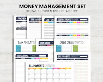 Money Management Set - Fillable, Financial Printables, Bill Organizer ...