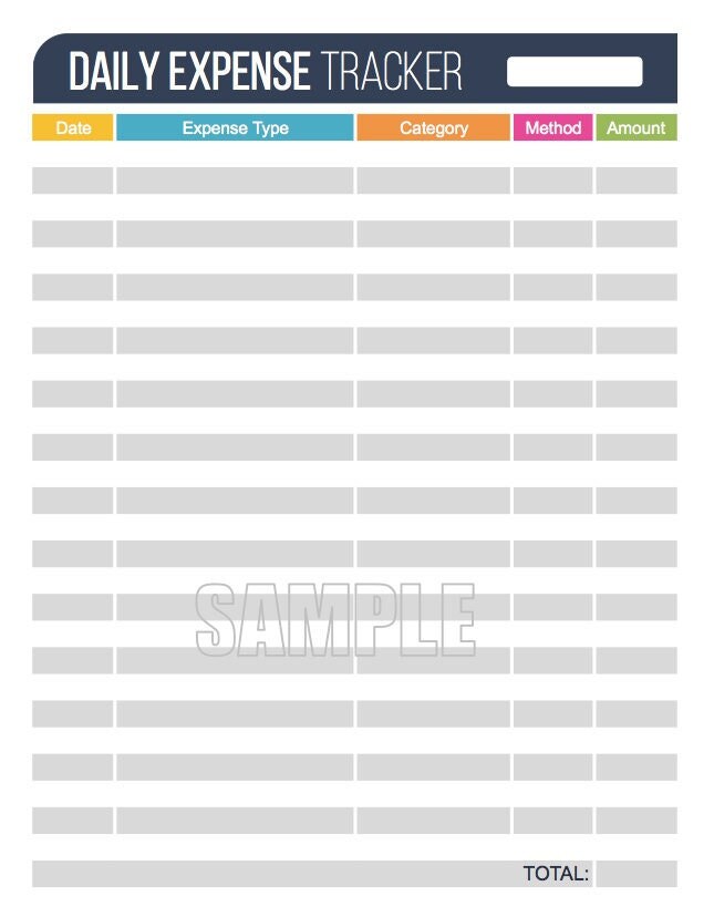 Daily Expense Tracker Personal Finance Organizing Printable - Etsy UK