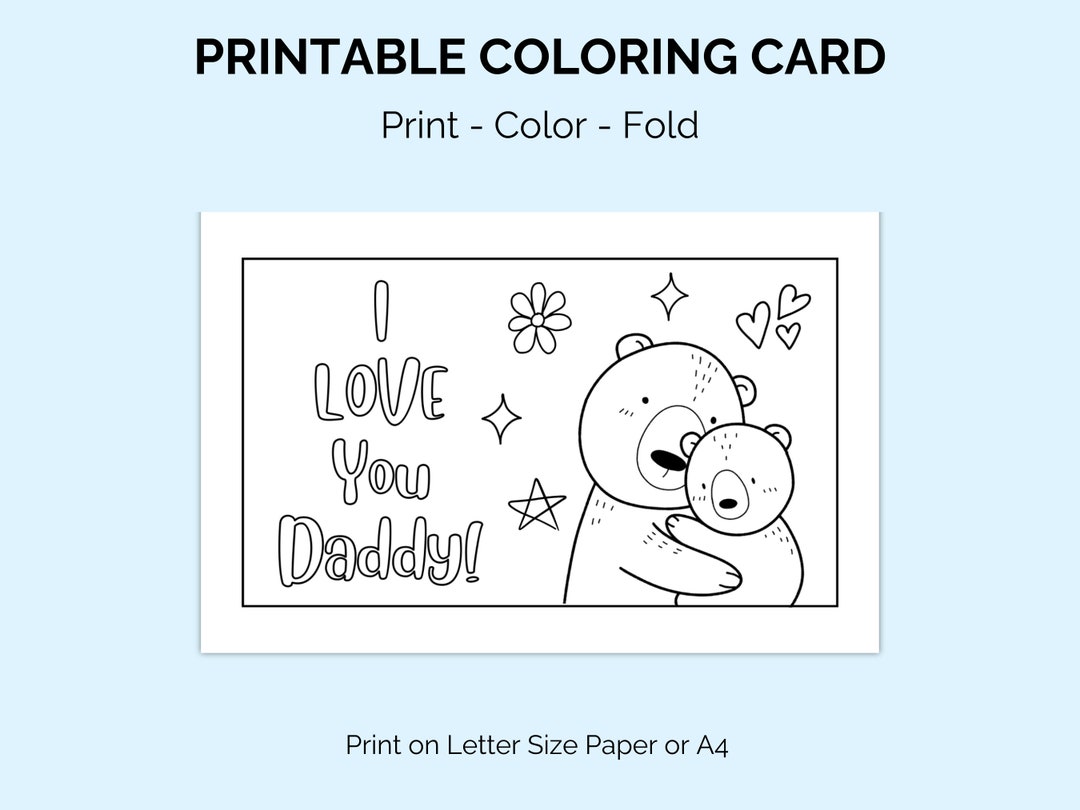 Printable Coloring Card for Dad DIY Father's Day Greeting Card Birthday ...