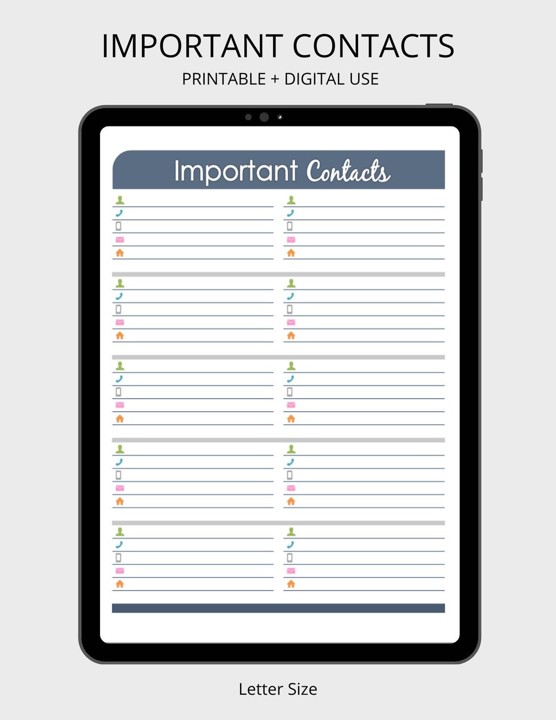 Important Contacts Printable PDF - Fillable Organizing Printable ...