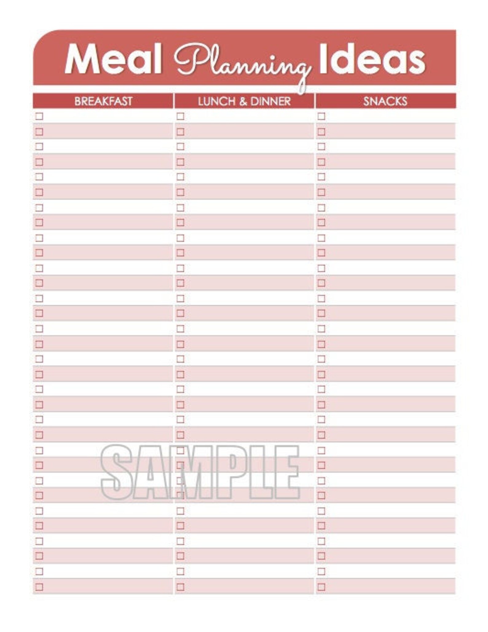 Meal Planning Ideas Printable Kitchen Organizing Printables, Fillable ...