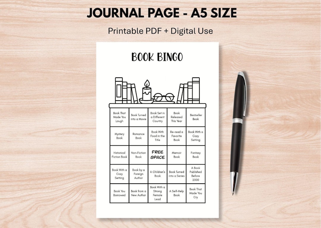 Book Bingo Printable - Reading Challenge Tracker - Bullet Journal ...