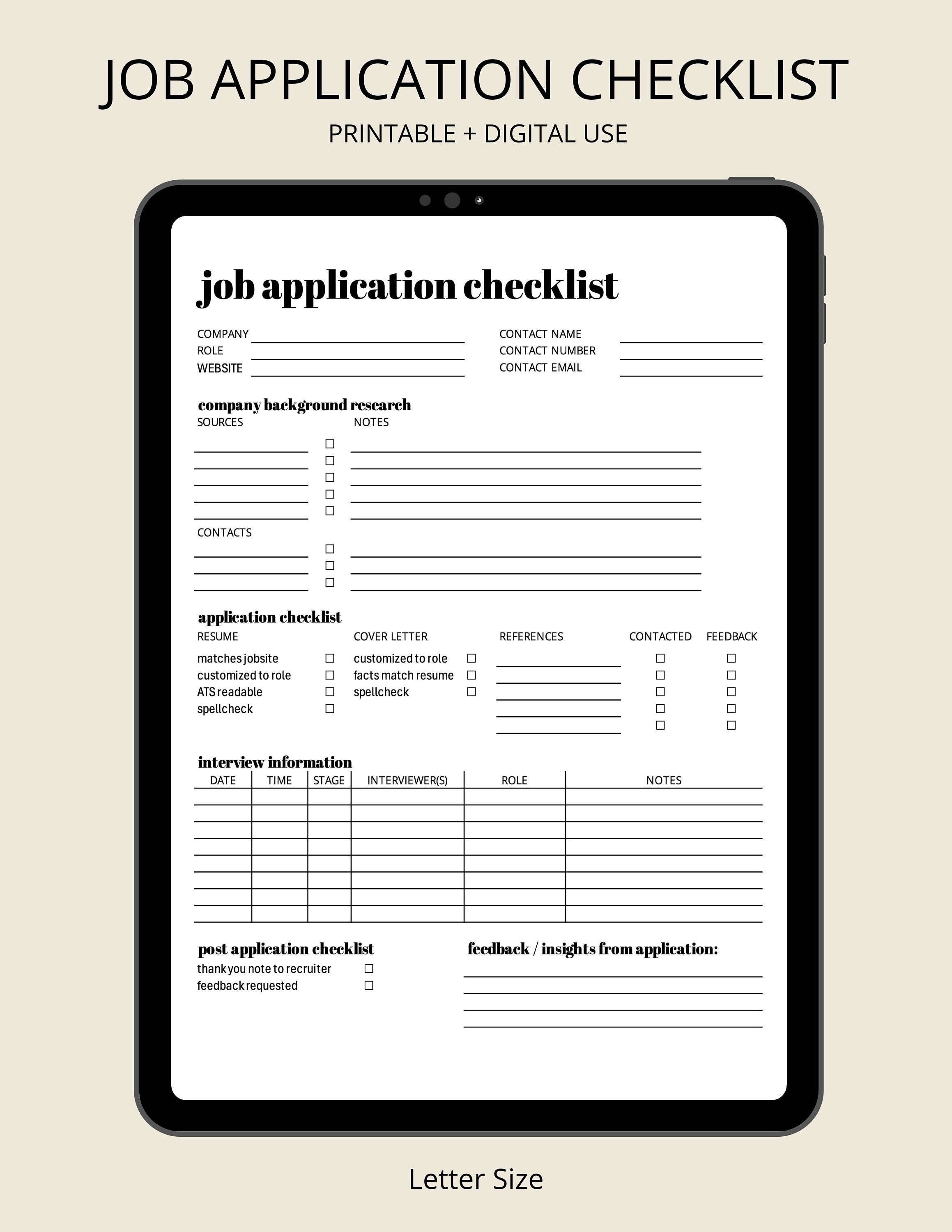 Job Application Bundle Job Tracking, Job Application Checklist, Job ...