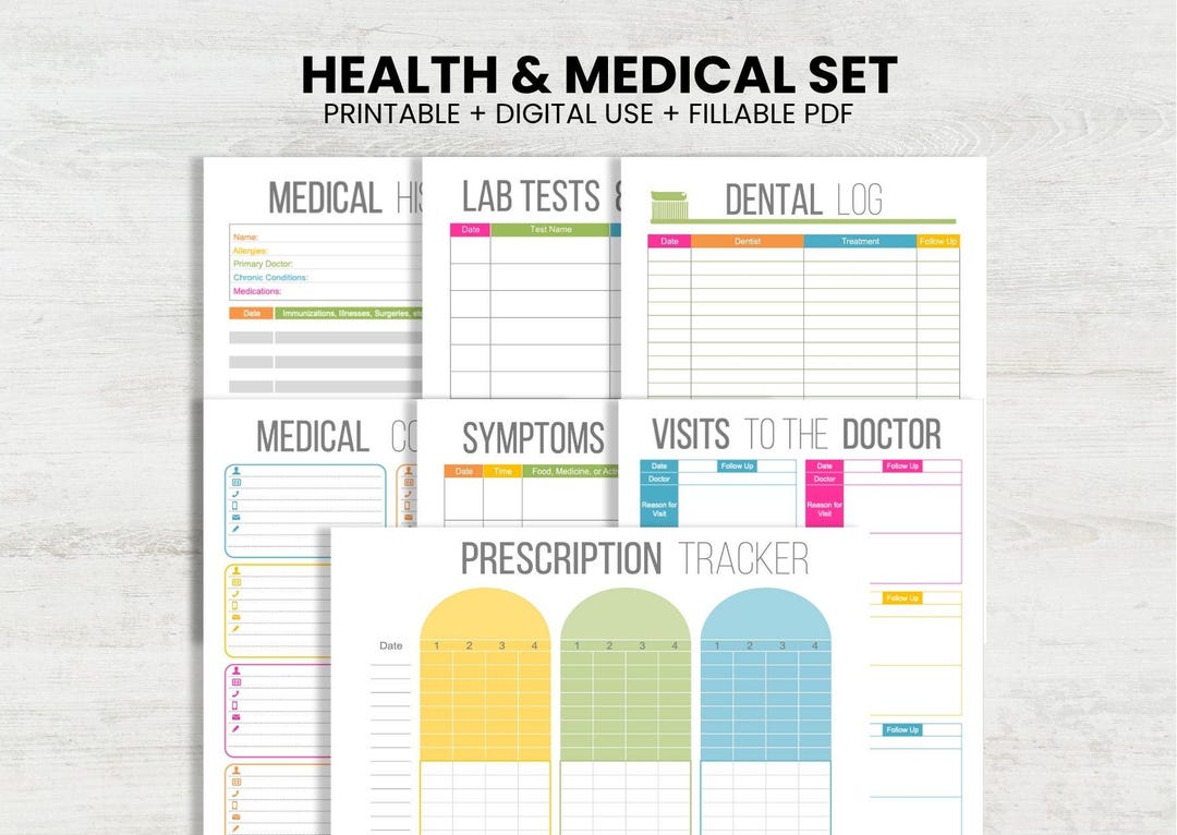 Medical Printables Set - Organizing Printables - Fillable - DIY Medical ...