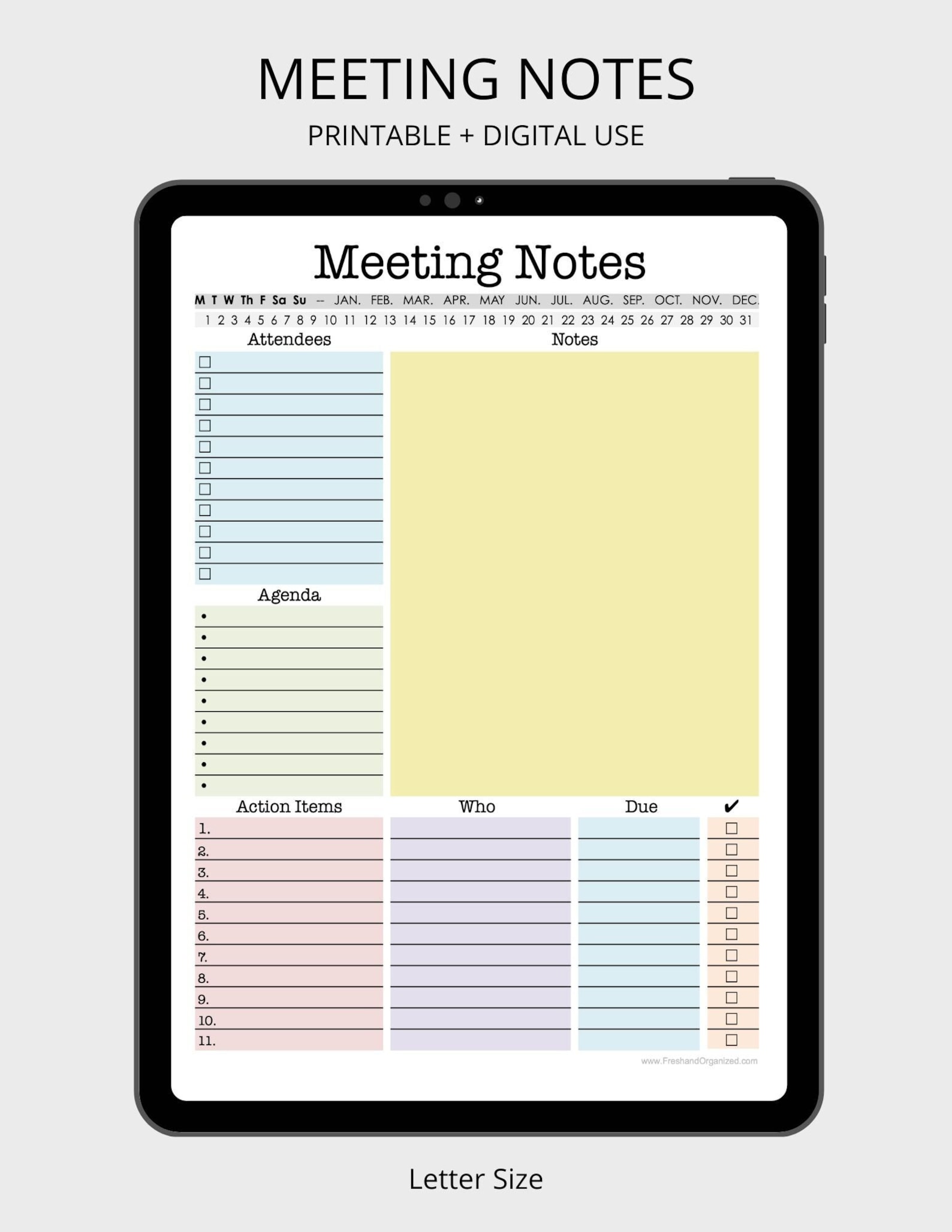 Meeting Notes - Printable Pdf, Work Organizer, Office Organizer ...