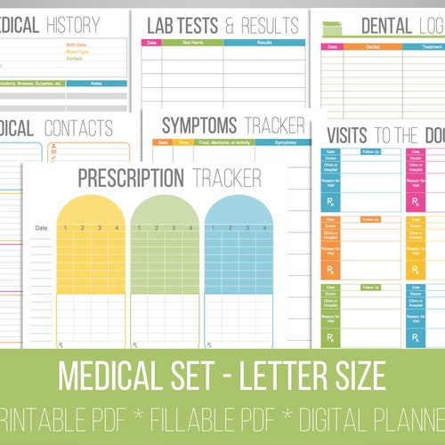 Medical Printables Set Organizing Printables Fillable - Etsy