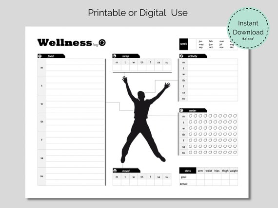 Wellness Log Wellness Tracker Health Tracker Printable - Etsy