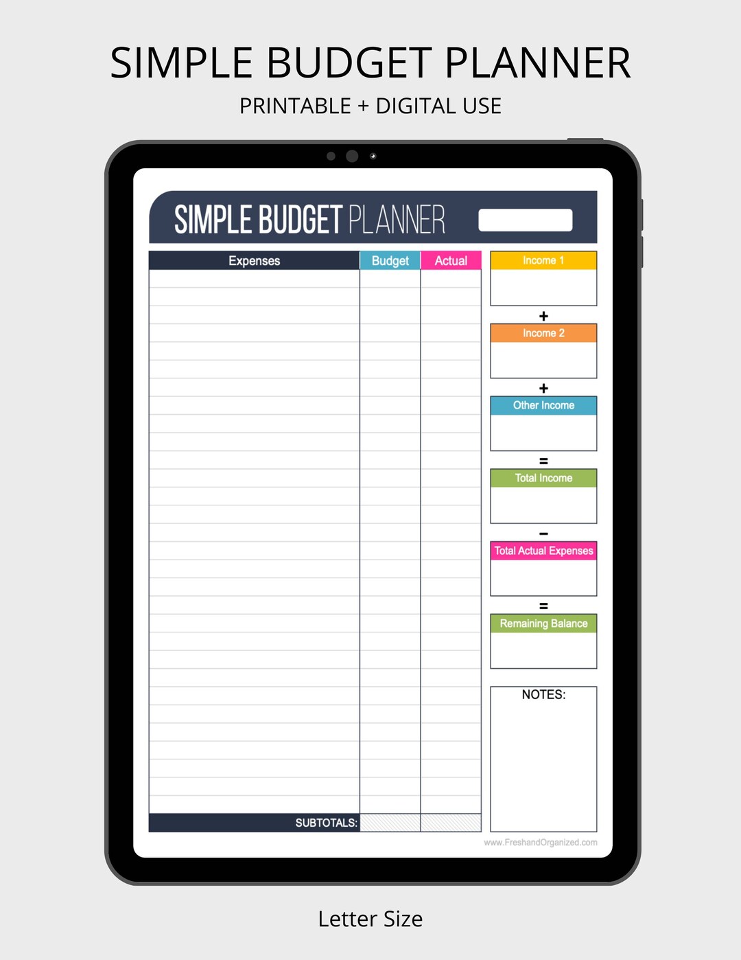 Simple Budget Planner - Worksheet - Fillable - Personal Finance ...