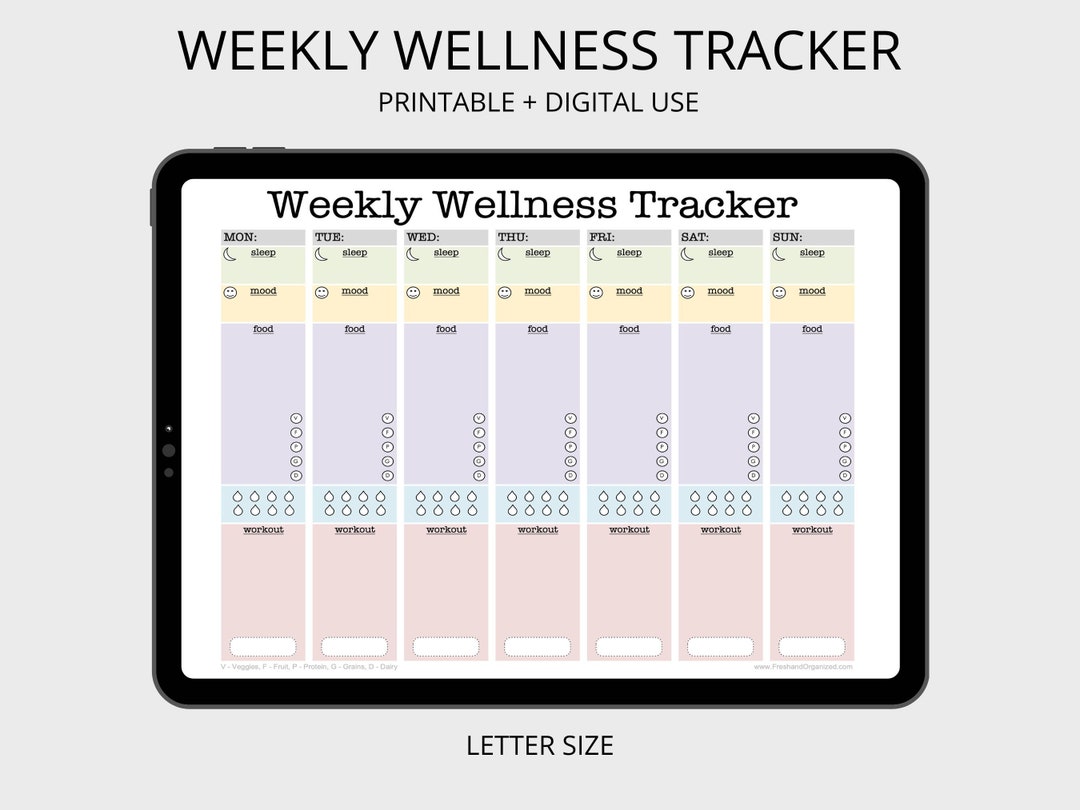 Weekly Wellness Tracker - Fillable - Workout Planner, Sleep Log, Food ...