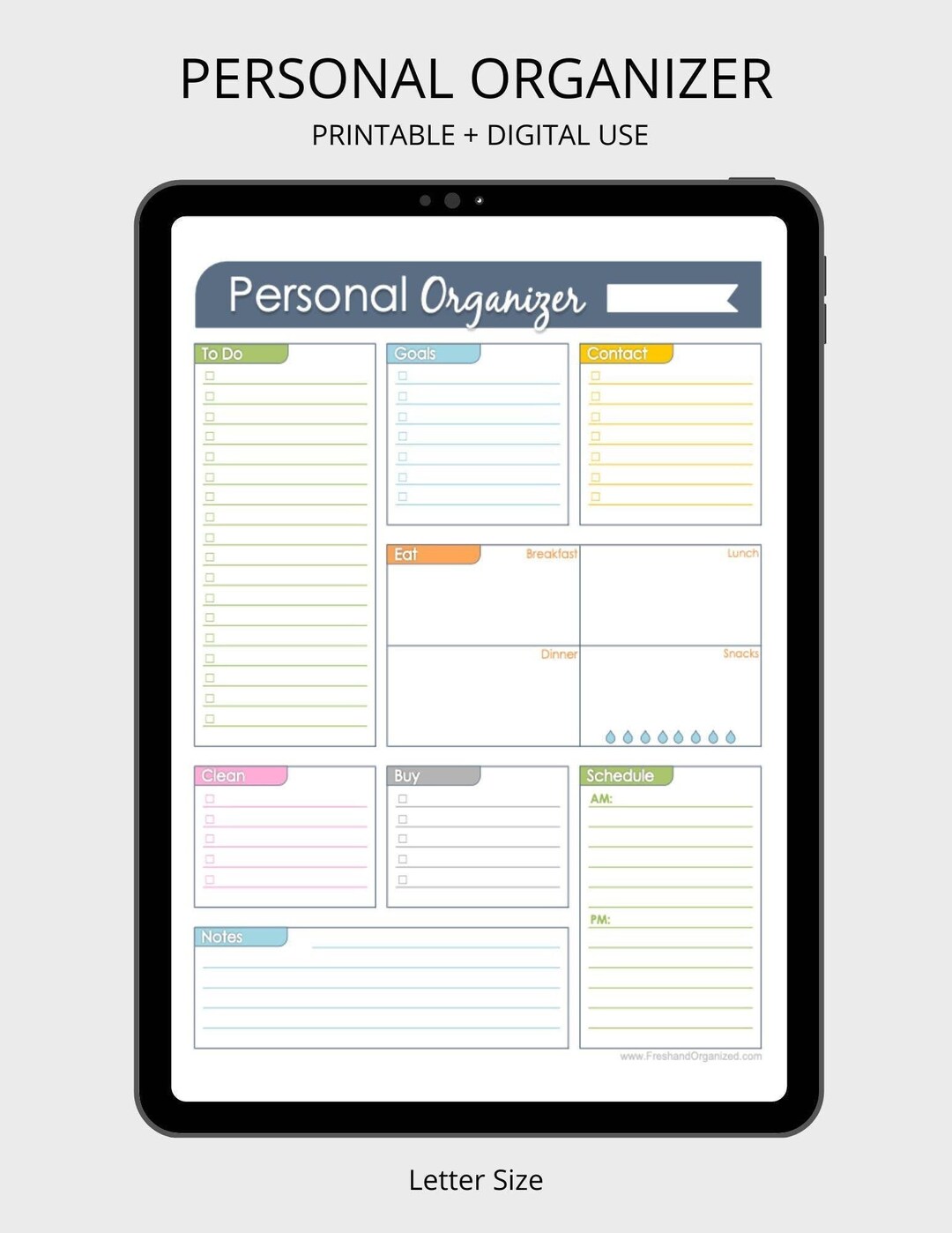Personal Organizer - Curves Design - Fillable, Daily Planner, Weekly ...
