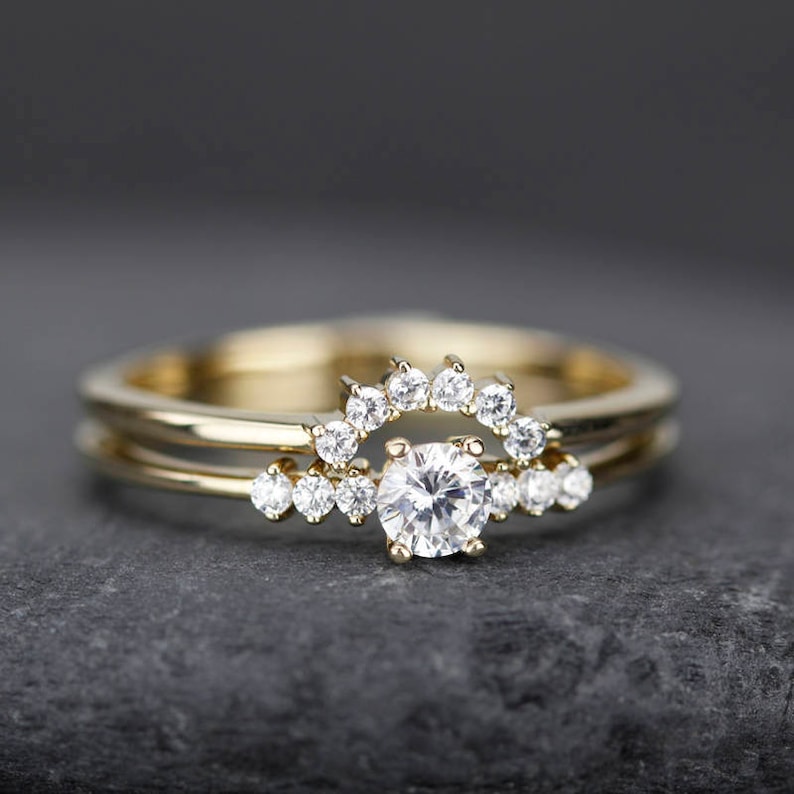 18k Gold Wedding Ring Set Wedding Rings Set Women Wedding - Etsy