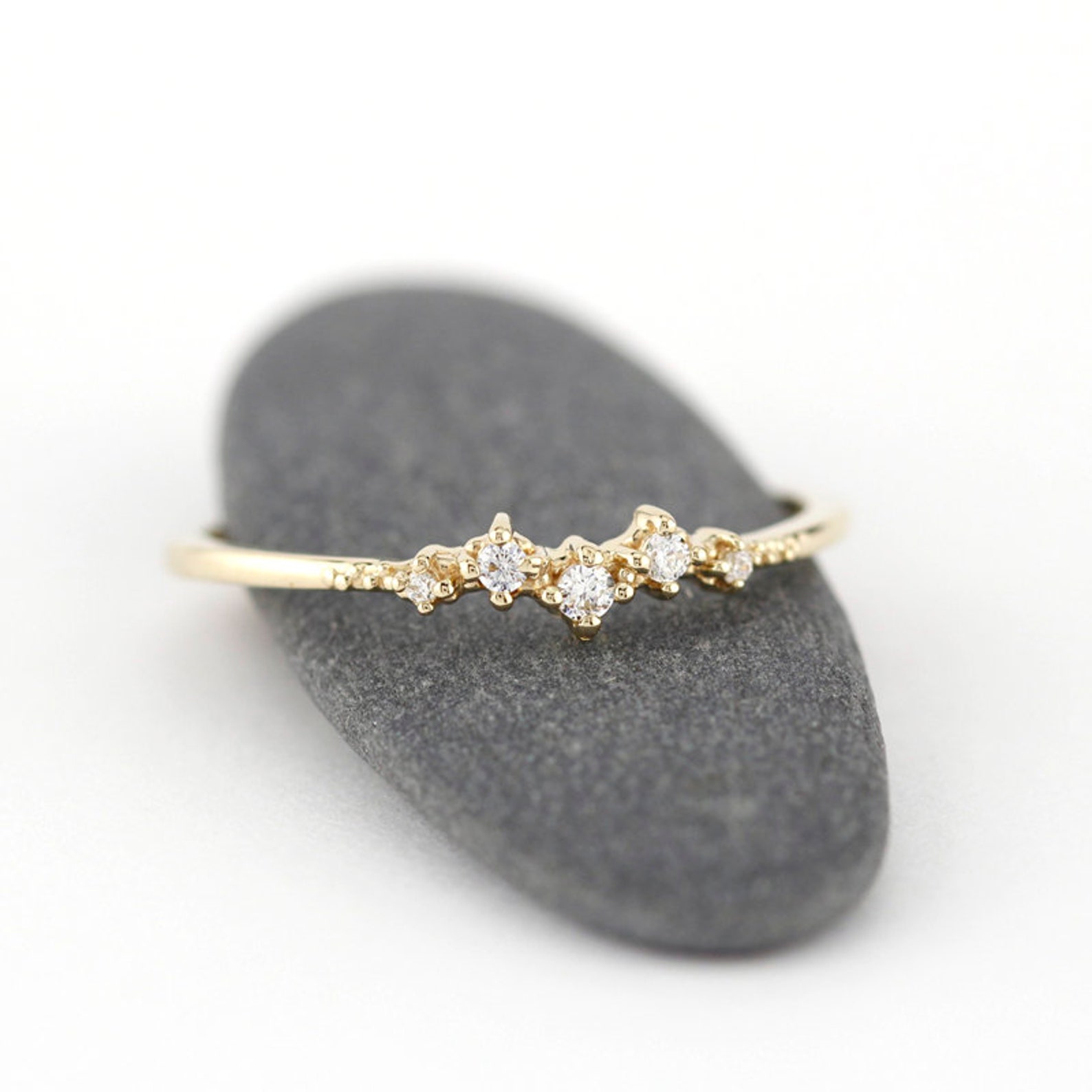 Engagement Ring Gold Ring Sideways Ring Ring for Her Gift - Etsy UK