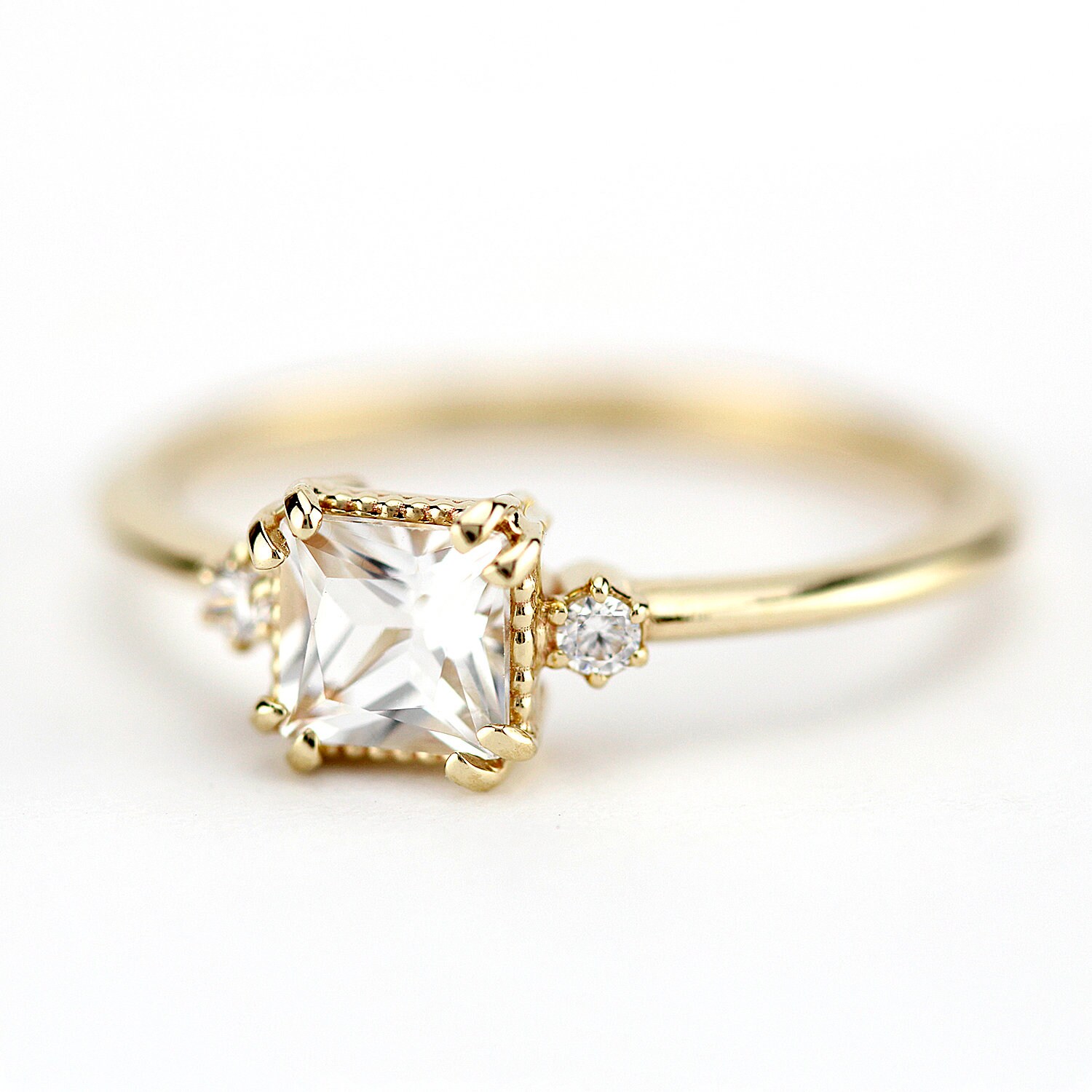 Princess Cut Engagement Ring Princess Cut Rings Delicate | Etsy