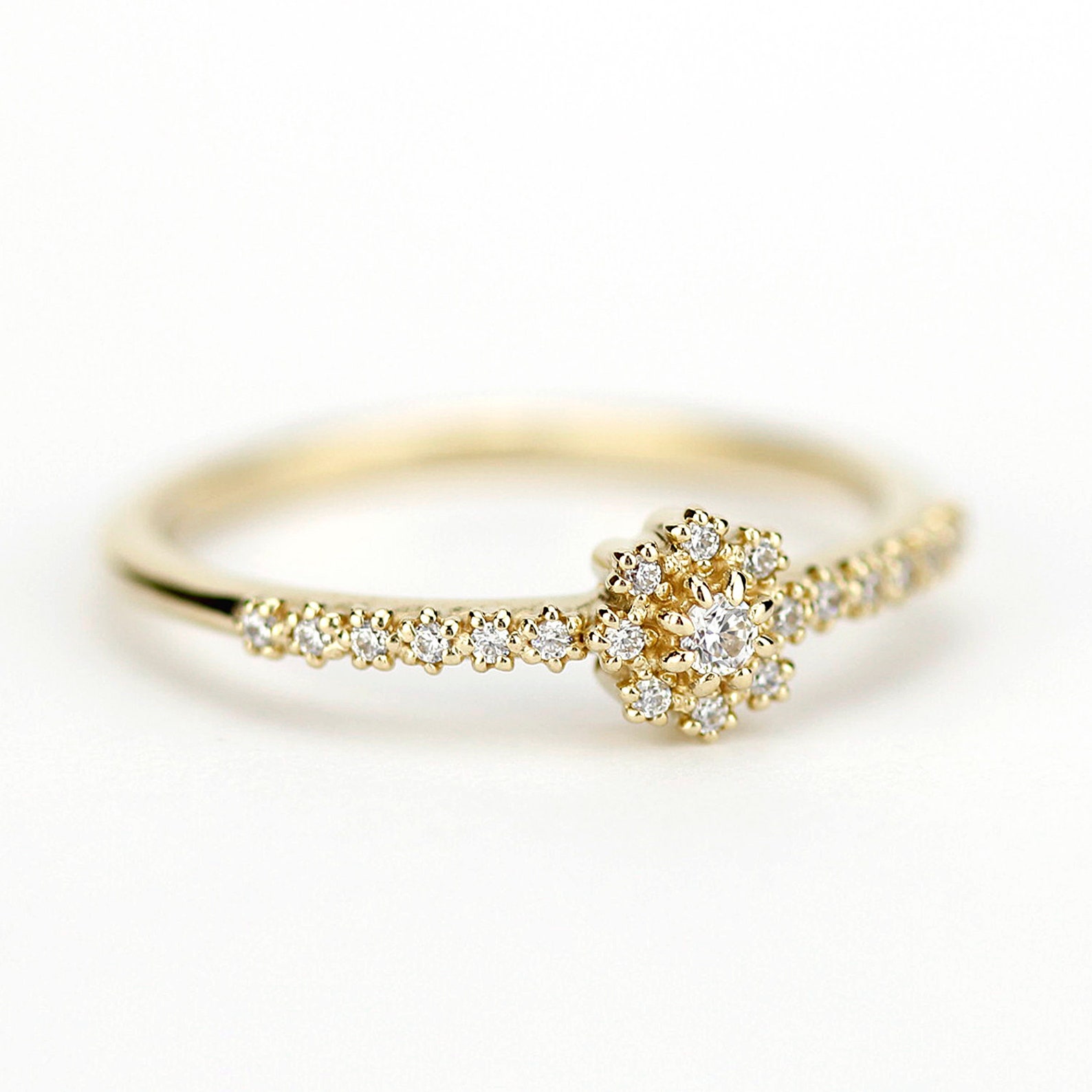 Delicate Cluster Ring Delicate Diamond Ring Engagement Ring - Etsy