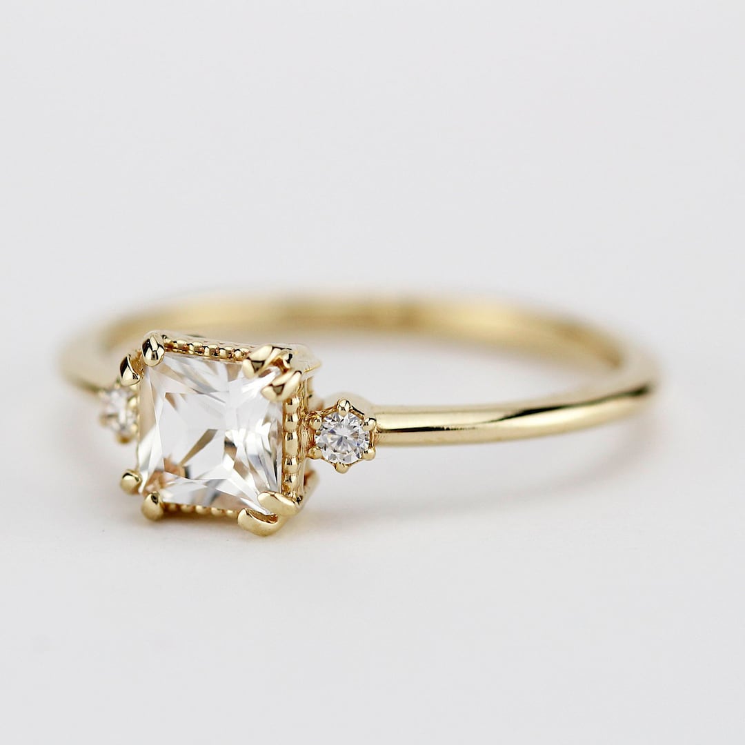 Princess Cut Engagement Ring, Princess Cut Rings, Delicate Ring, Simple ...