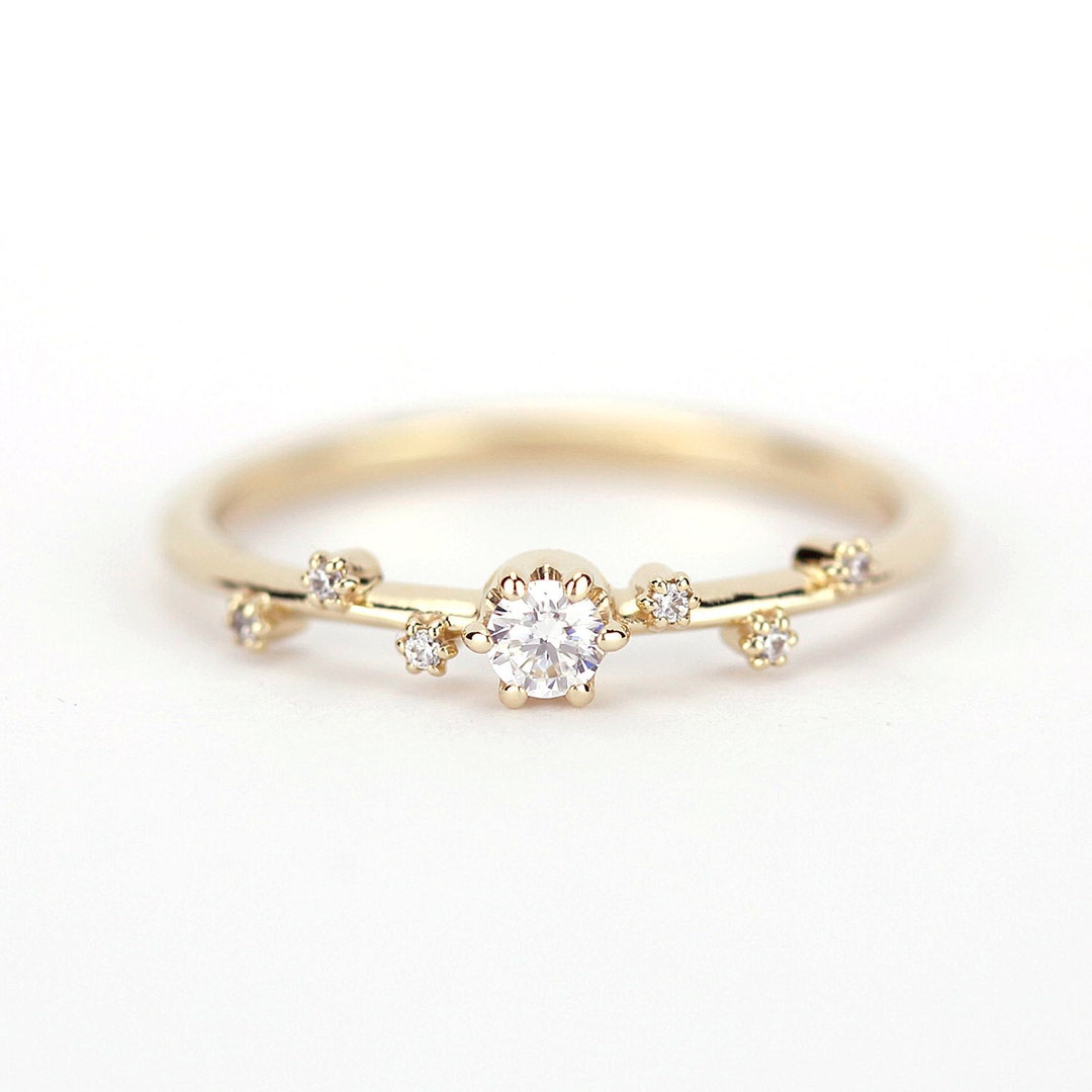 Delicate Engagement Ring, Simple Diamond Ring, White Diamond Ring ...