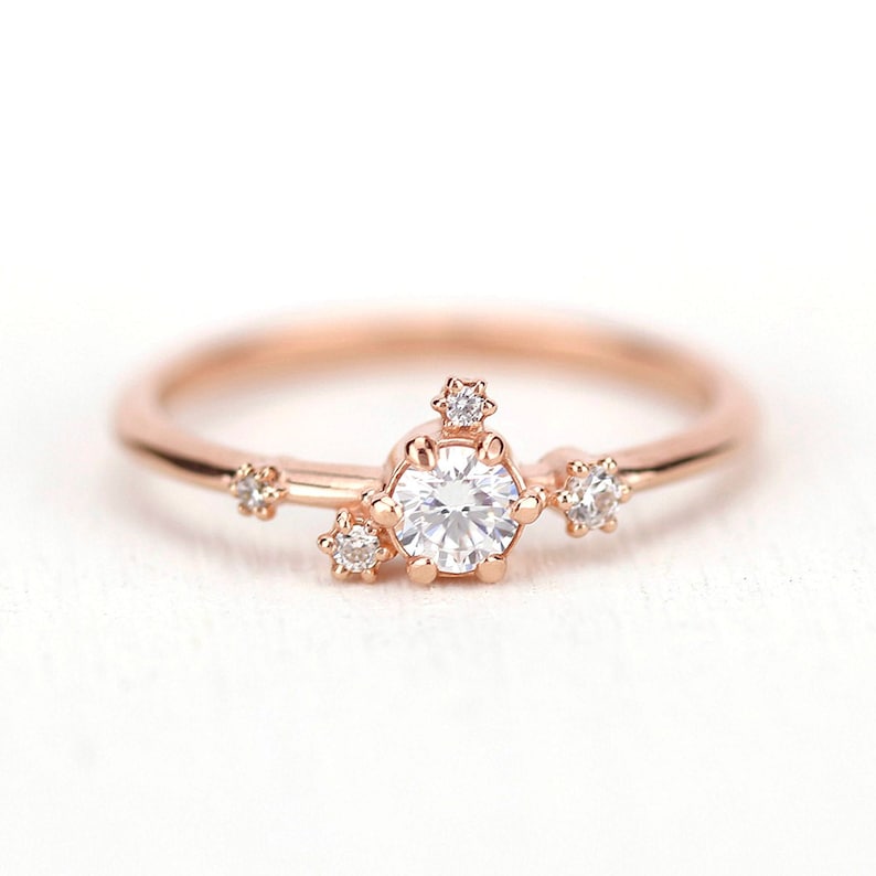 Cluster Ring Unique Diamond Cluster Ring Diamond Engagement - Etsy