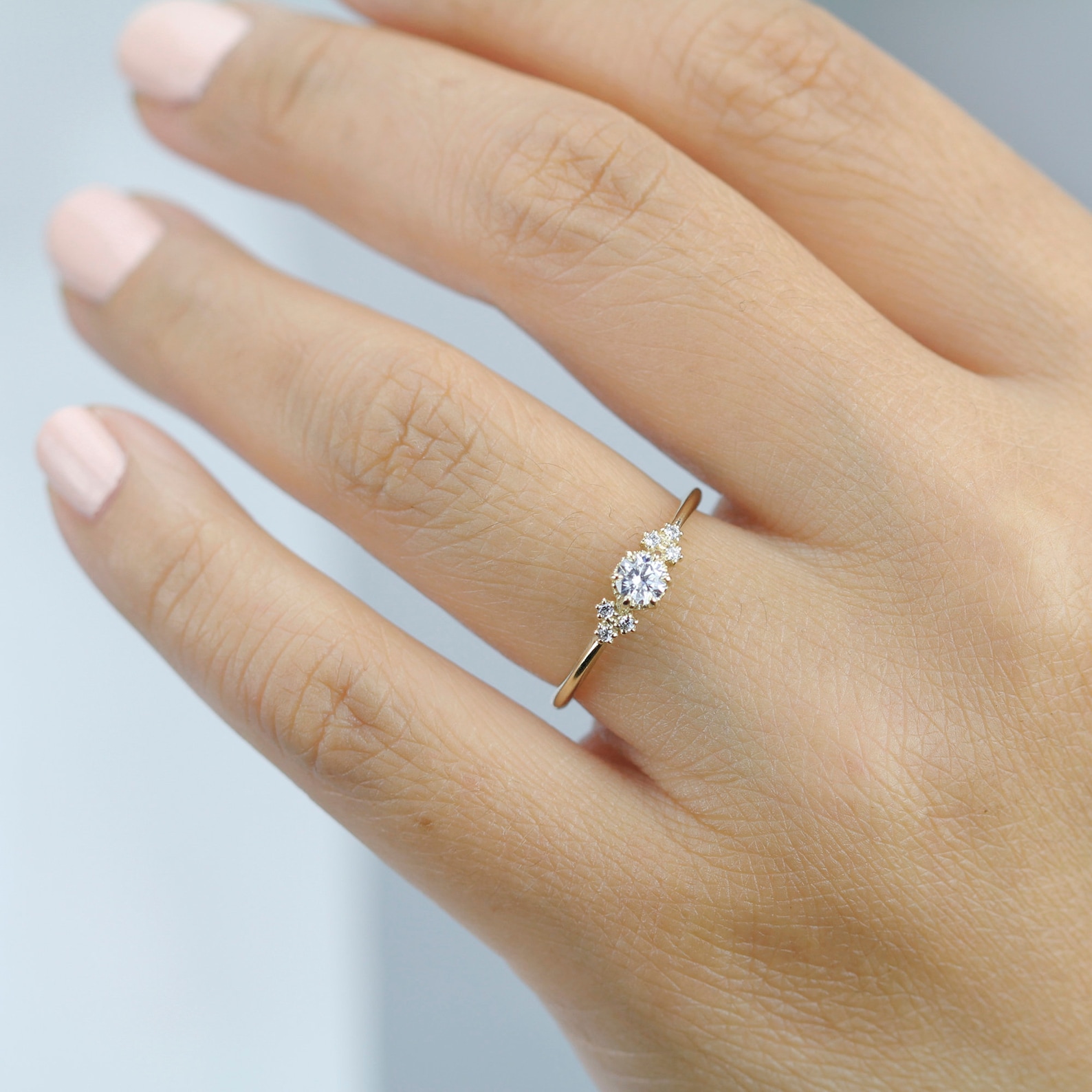 Delicate diamond ring engagement ring white diamond | Etsy