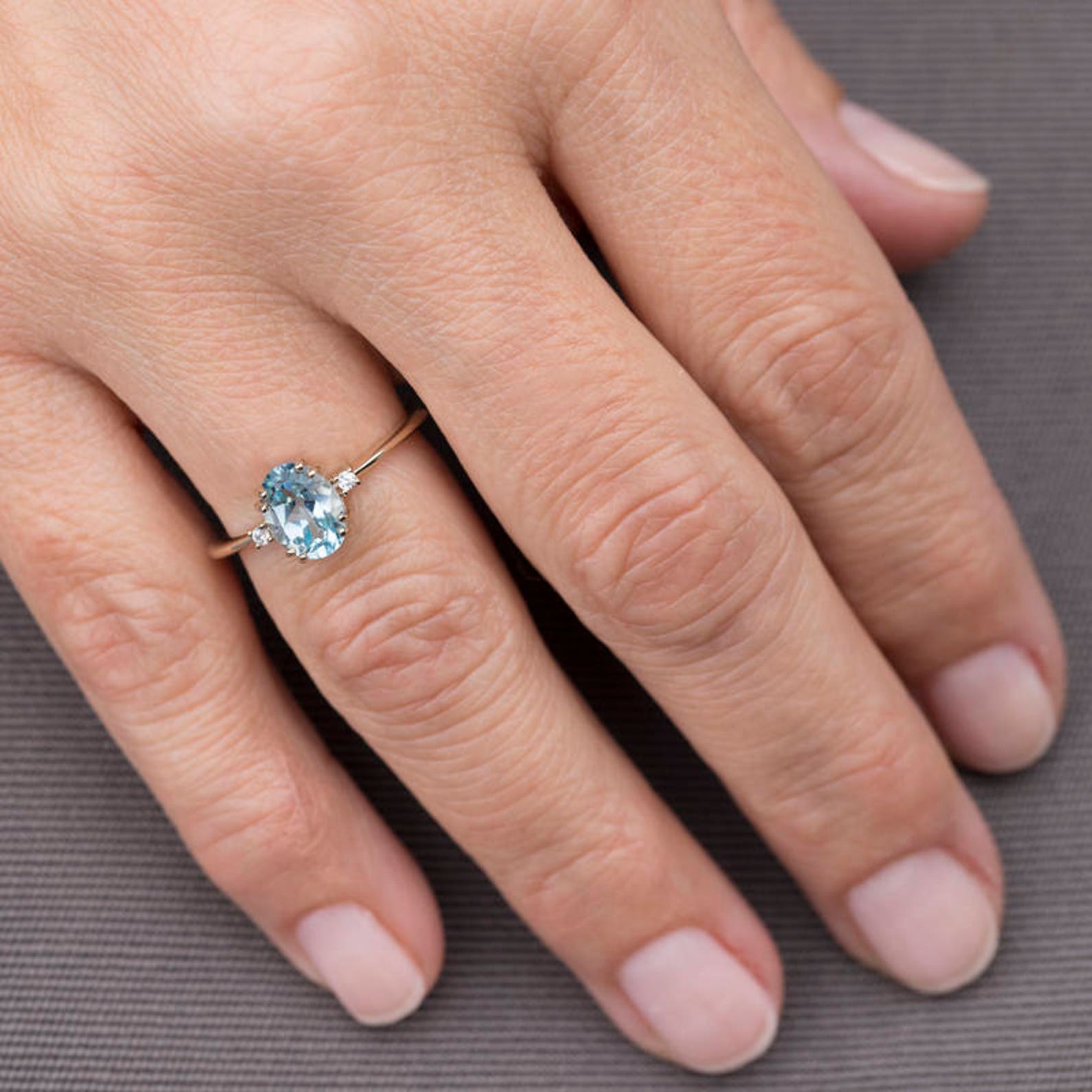 Simple Engagement Ring Oval Engagement Ring Symmetric Ring - Etsy