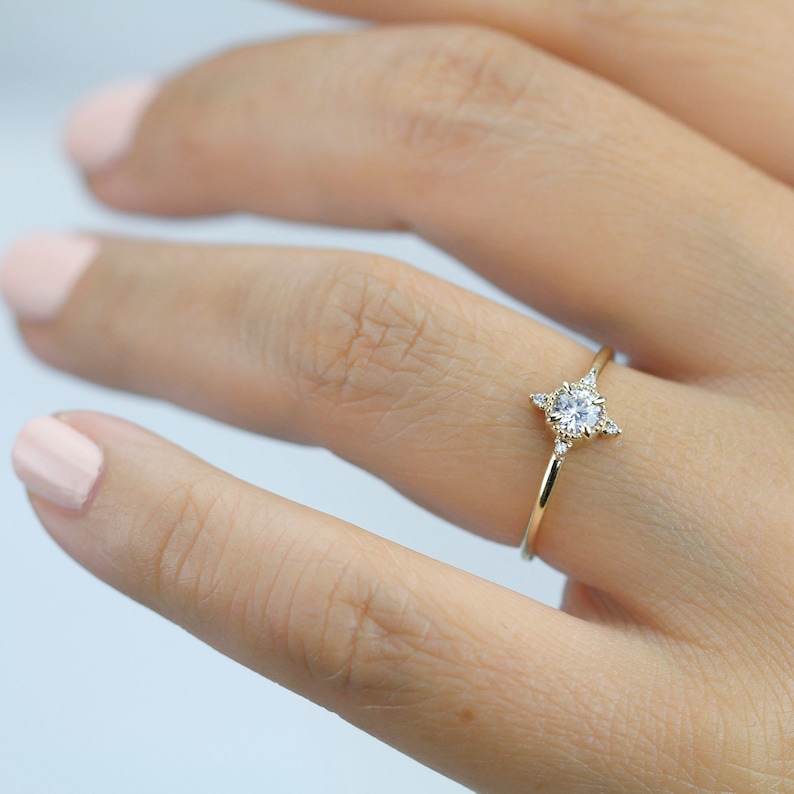 Engagement Ring Diamond Ring Dainty Engagement Ring Simple - Etsy