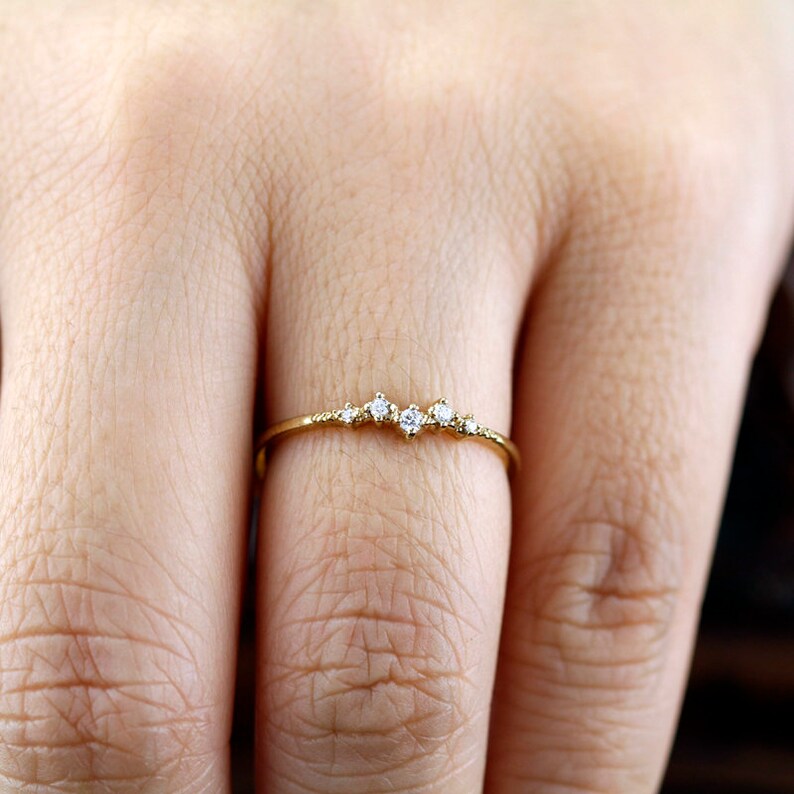 Engagement Ring Gold Ring Sideways Ring Ring for Her Gift - Etsy UK