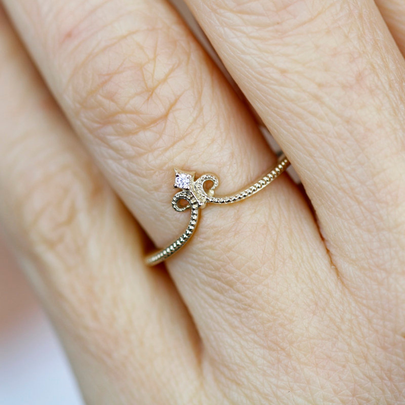 Diamond Wedding Ring 18K Curved Wedding Band Curved Ring 18K | Etsy