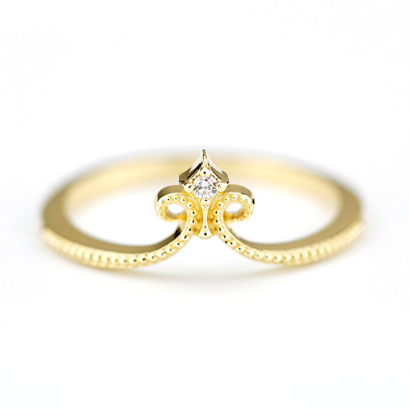 Diamond Wedding Ring 18K Curved Wedding Band Curved Ring 18K | Etsy