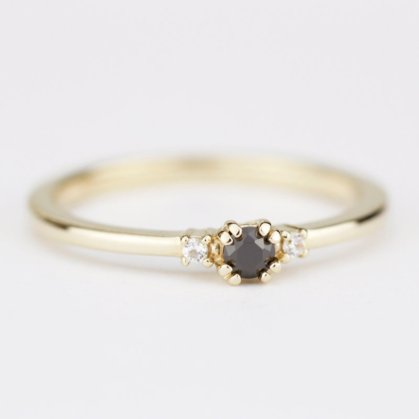 Diamond Ring Black Diamond Ring Simple Engagement Ring - Etsy