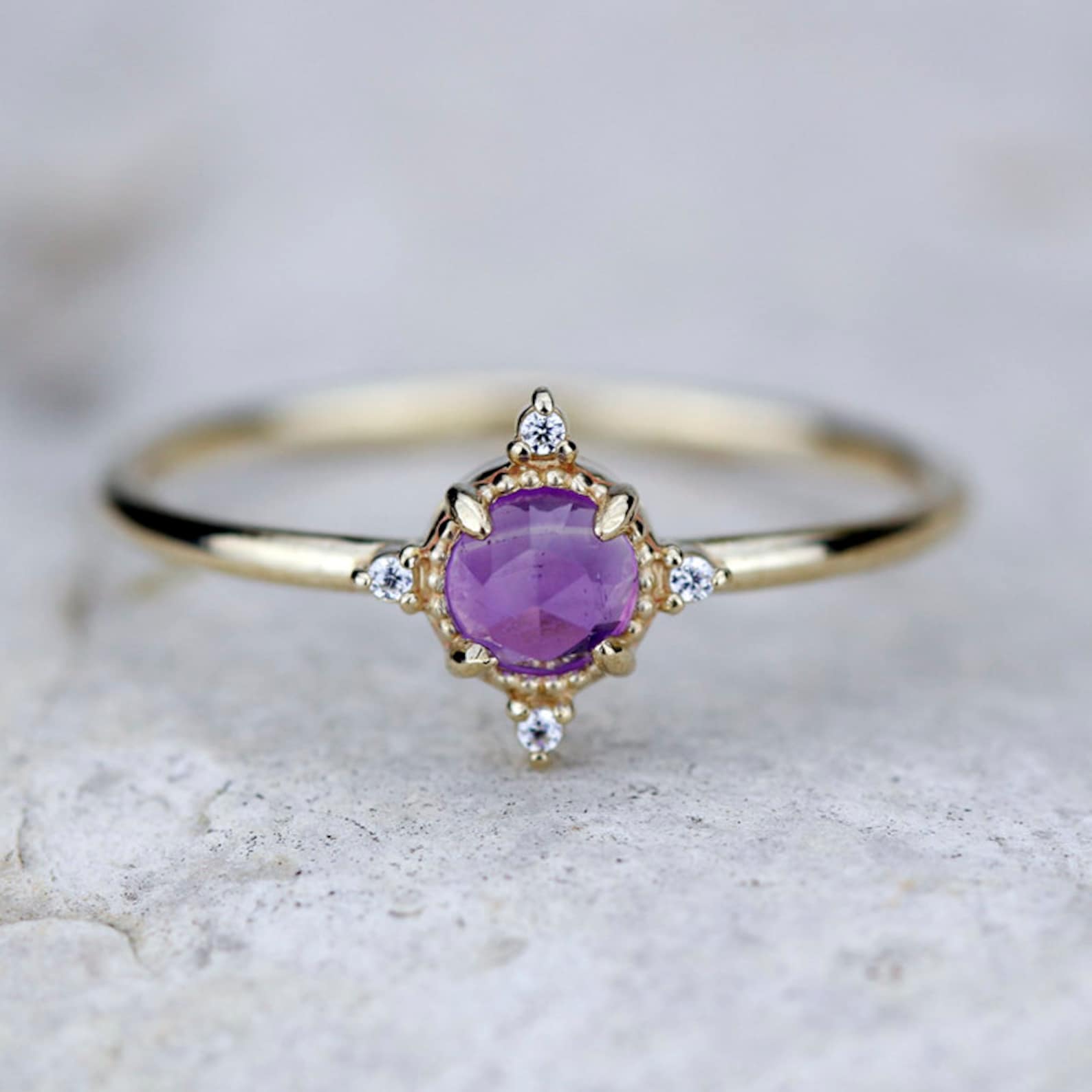 Engagement Ring Amethyst Engagement Ring Amethyst Ring - Etsy