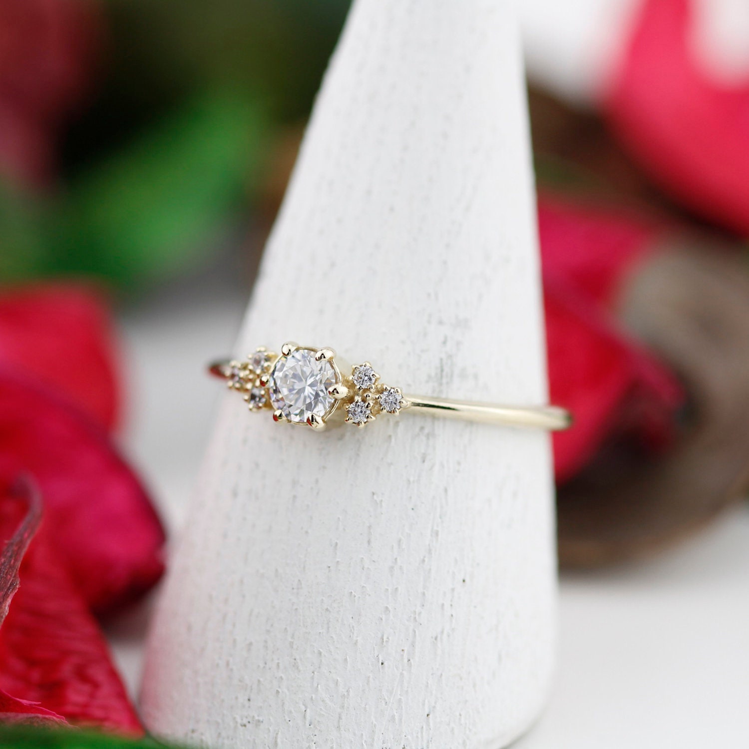 Simple Engagement Ring Diamond Ring Engagement Ring White | Etsy