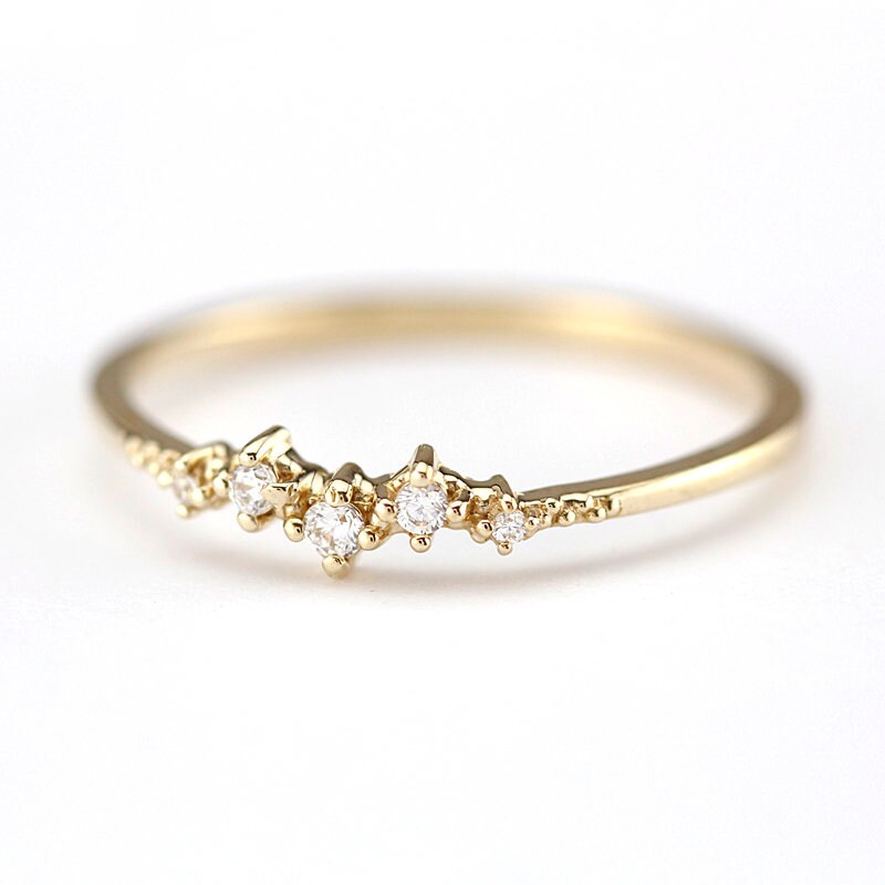 Engagement Ring Gold Ring Sideways Ring Ring for Her Gift - Etsy UK