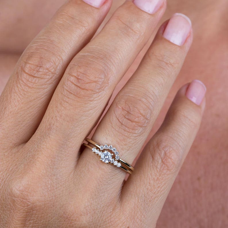 18k Gold Wedding Ring Set Wedding Rings Set Women Wedding - Etsy