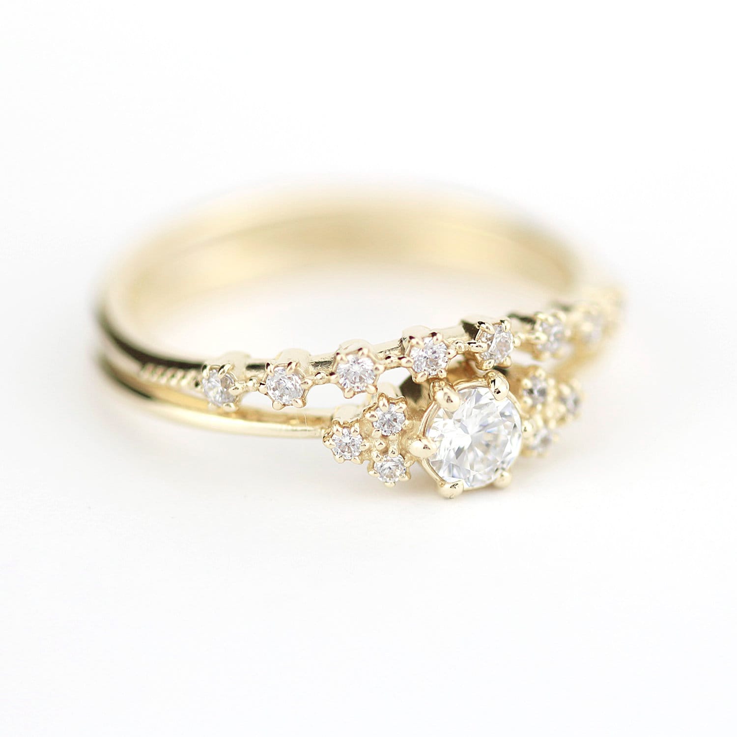 Wedding Rings Set Simple Unique Engagement Rings Stacked | Etsy