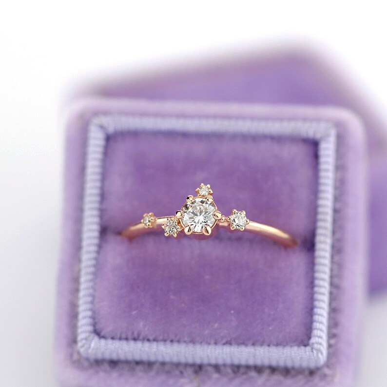 Cluster Ring Unique Diamond Cluster Ring Diamond Engagement | Etsy