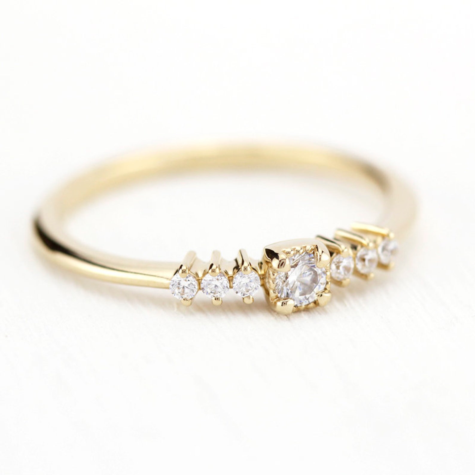 Simple Engagement Ring Diamond Ring Minimal Ring Simple - Etsy