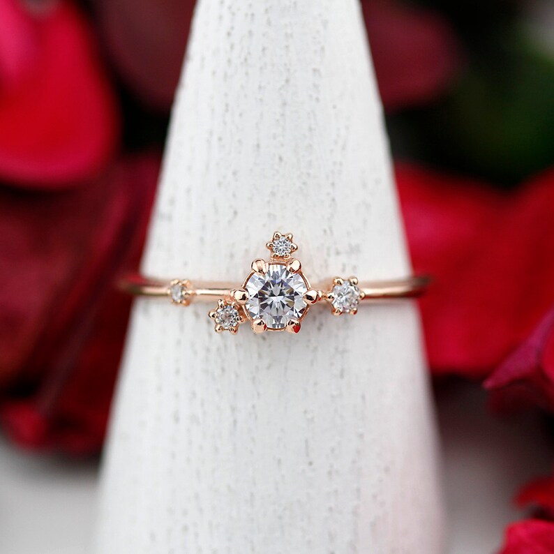 Cluster Ring Unique Diamond Cluster Ring Diamond Engagement | Etsy