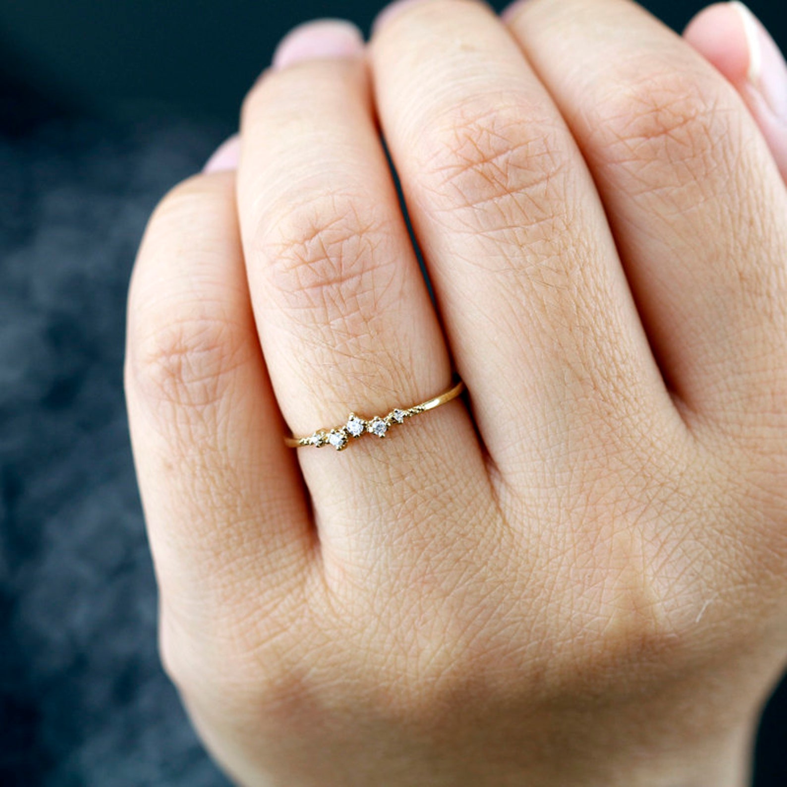 Engagement Ring Gold Ring Sideways Ring Ring for Her Gift - Etsy UK