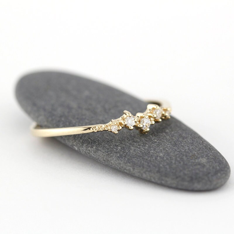 Engagement Ring Gold Ring Sideways Ring Ring for Her Gift - Etsy UK